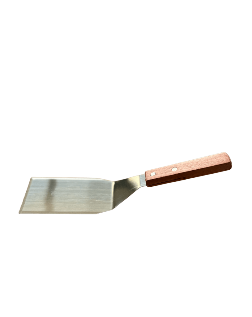 Spatule inox pour plancha | Manche en bois